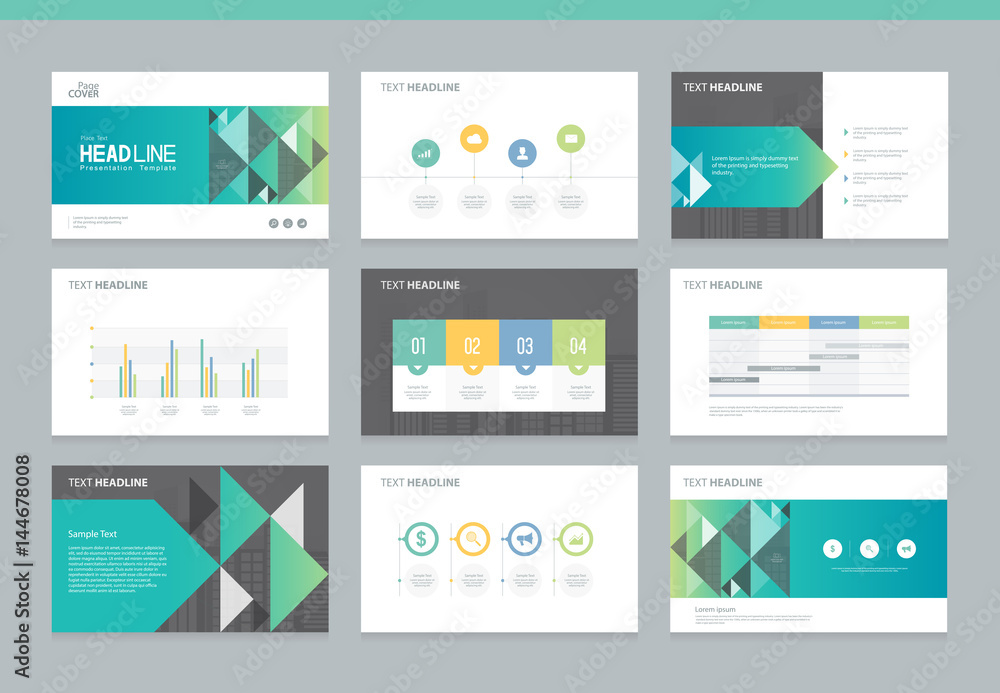 Page layout design template for business presentation page with page ...