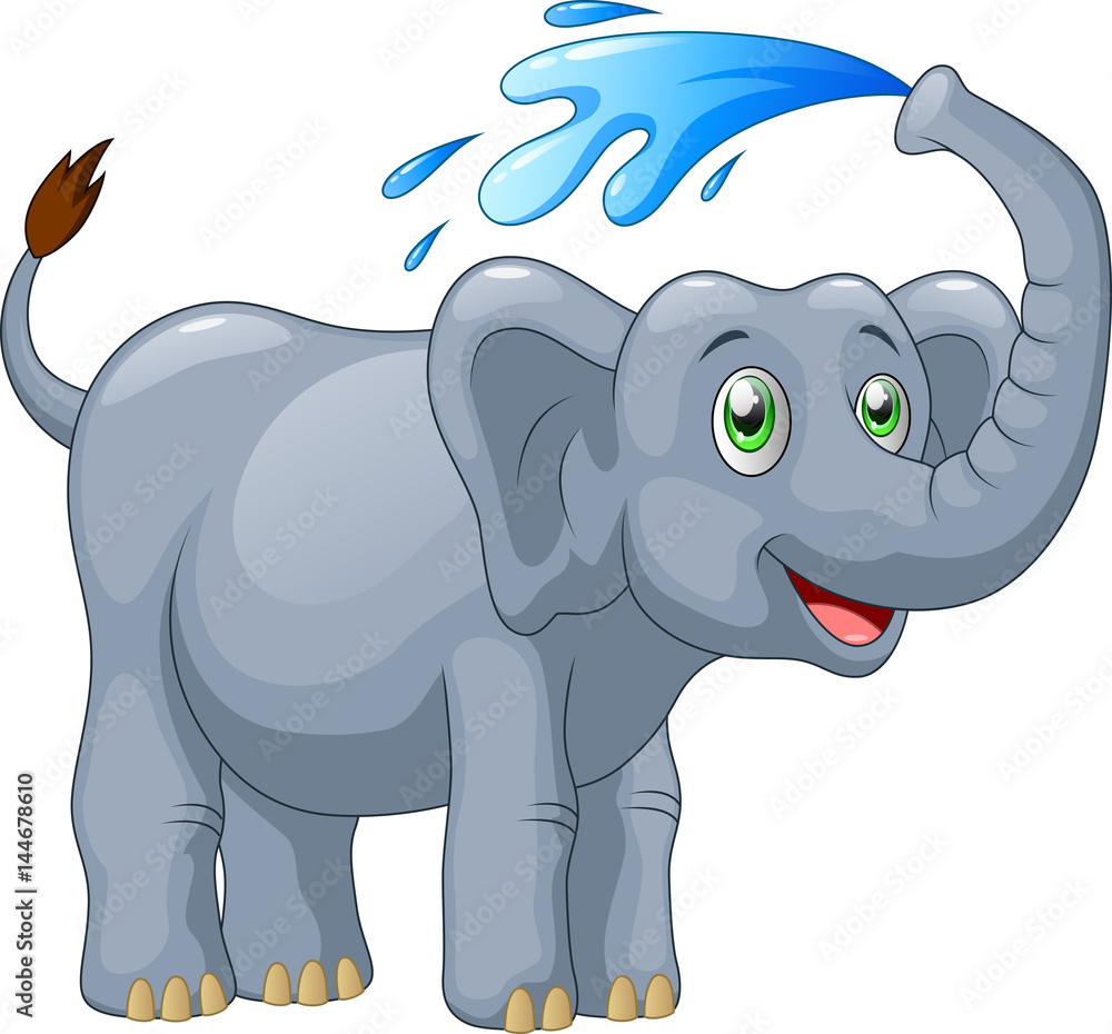 Elephant Spraying Water Clip Art