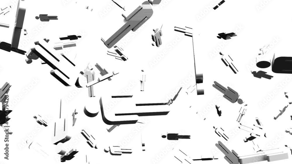 Human Shaped Objects On White Background. Loop able 3DCG render ...