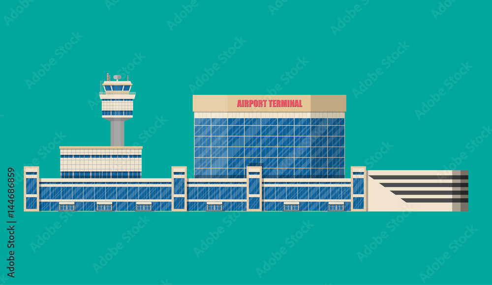Airport control tower, terminal building Stock Vector | Adobe Stock