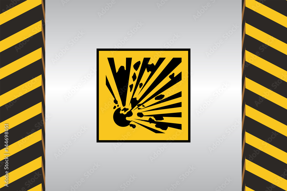 Warning sign of Explosive danger and dimensional marking. Stock Vector ...