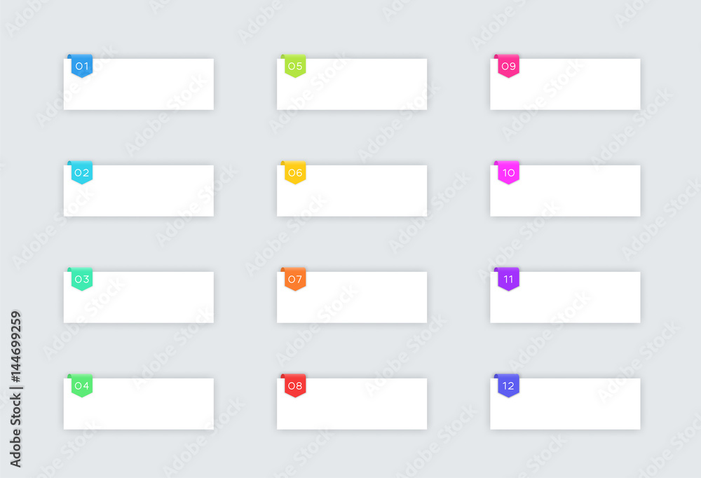 1 to 12 Simple White Vector Text Boxes With Ribbon A Stock Vector ...