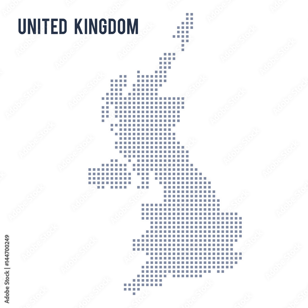 Vector pixel map of United Kingdom isolated on white background Stock ...
