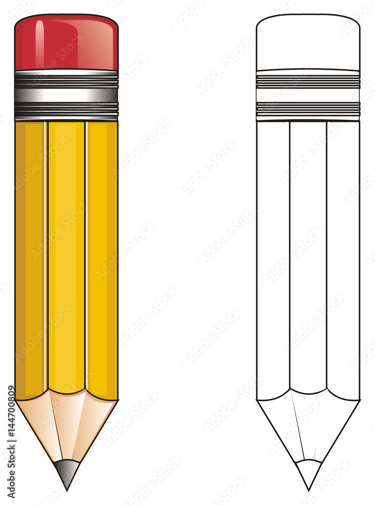 Pencil, office, object, wood, school, writing, yellow, red, simple ...