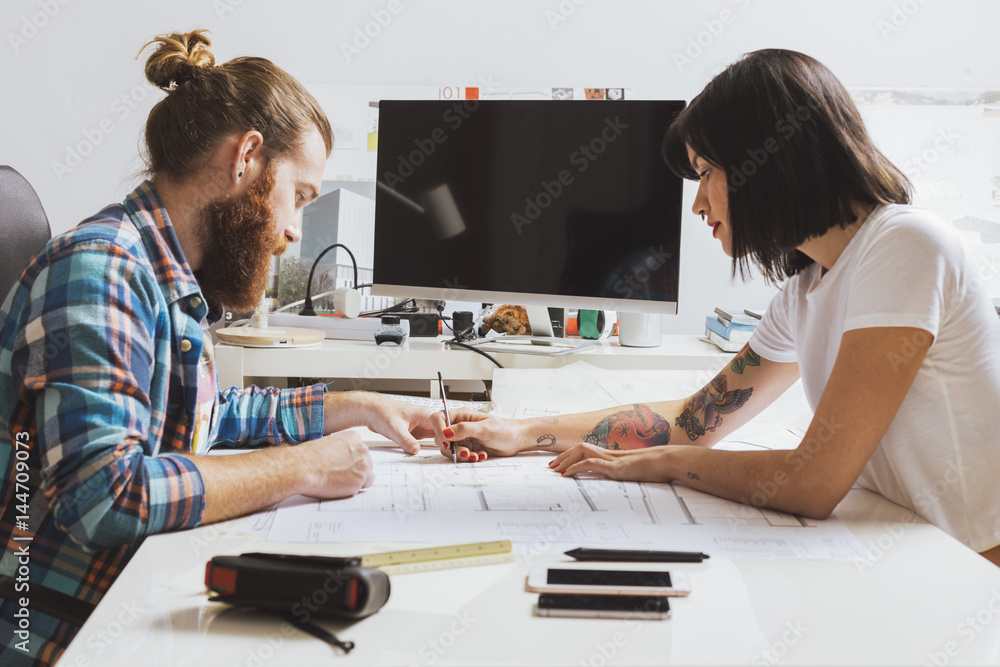 People designing the project in office Stock Photo | Adobe Stock