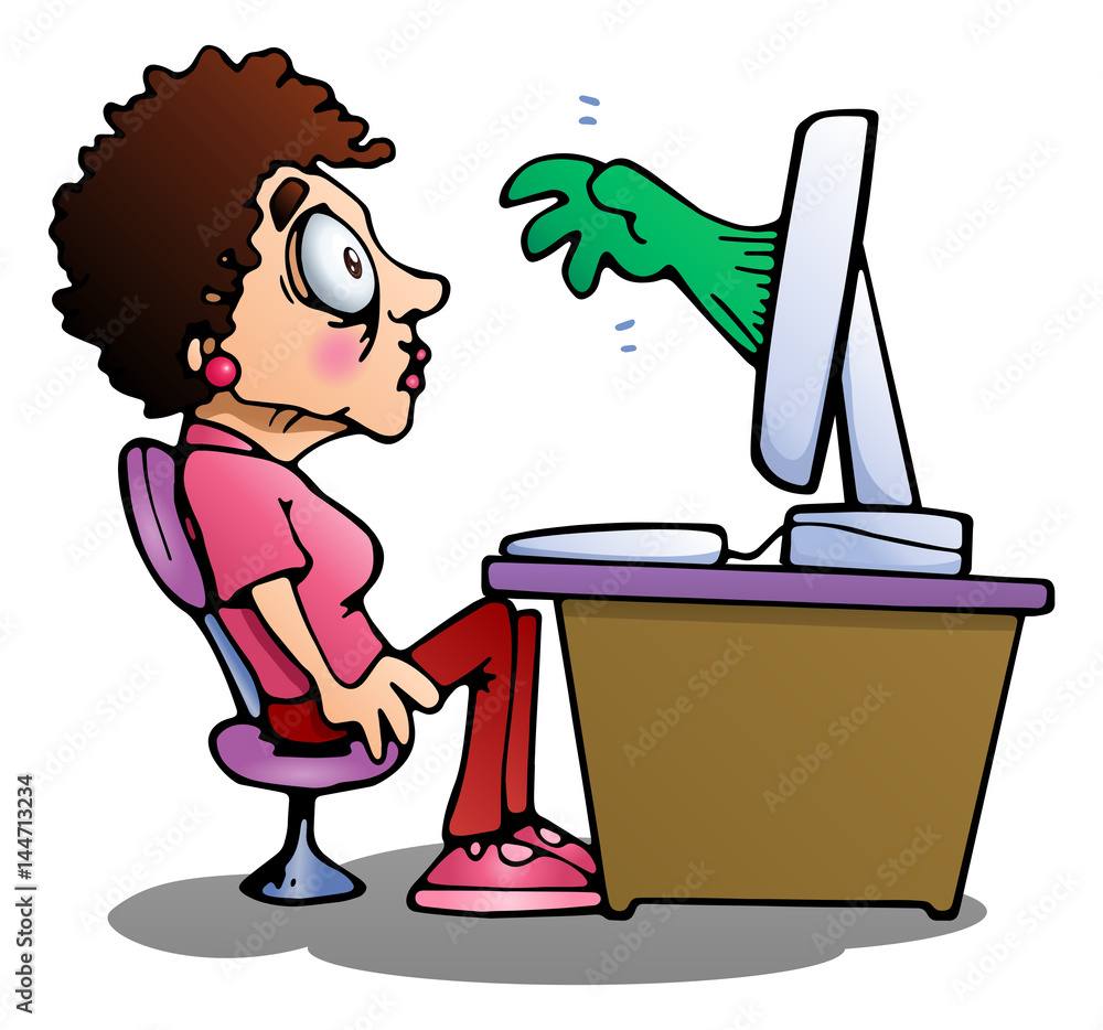 computer horror on isolated white ilustración de Stock | Adobe Stock