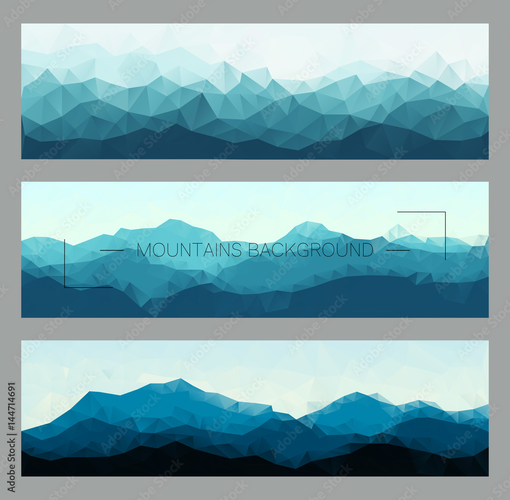 Polygonal mountain ridges. Outdoor vector illustrations set. Horizontal ...