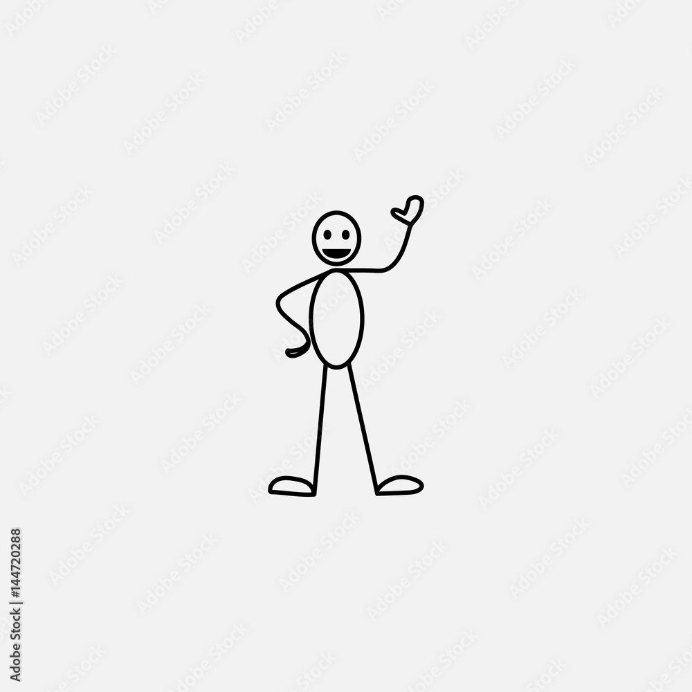 Cartoon icon of sketch stick figure in cute miniature scenes. Stock ...