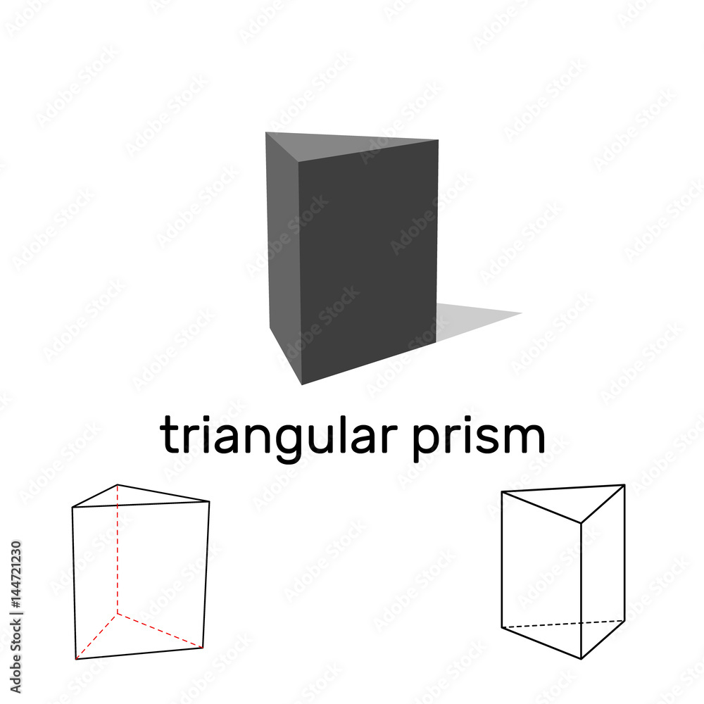 Triangular prism. Geometric shape. Isolated on white background. Vector ...