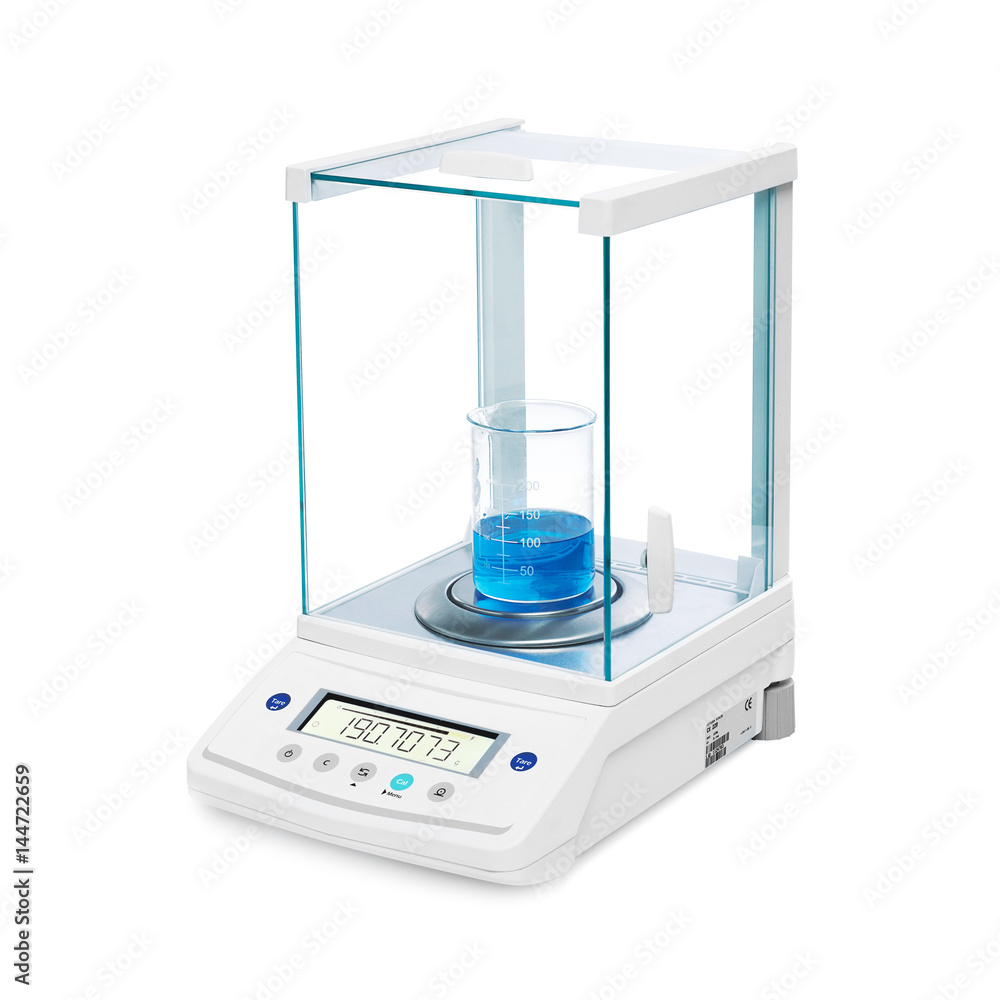 Digital Laboratory Scales Isolated on White Background. Analytical ...