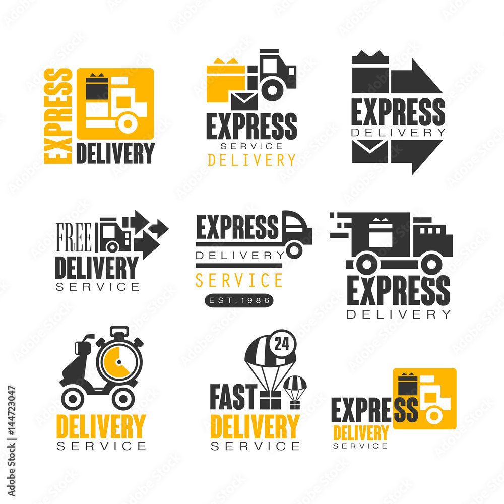Express delivery set for label design. Delivery service vector ...