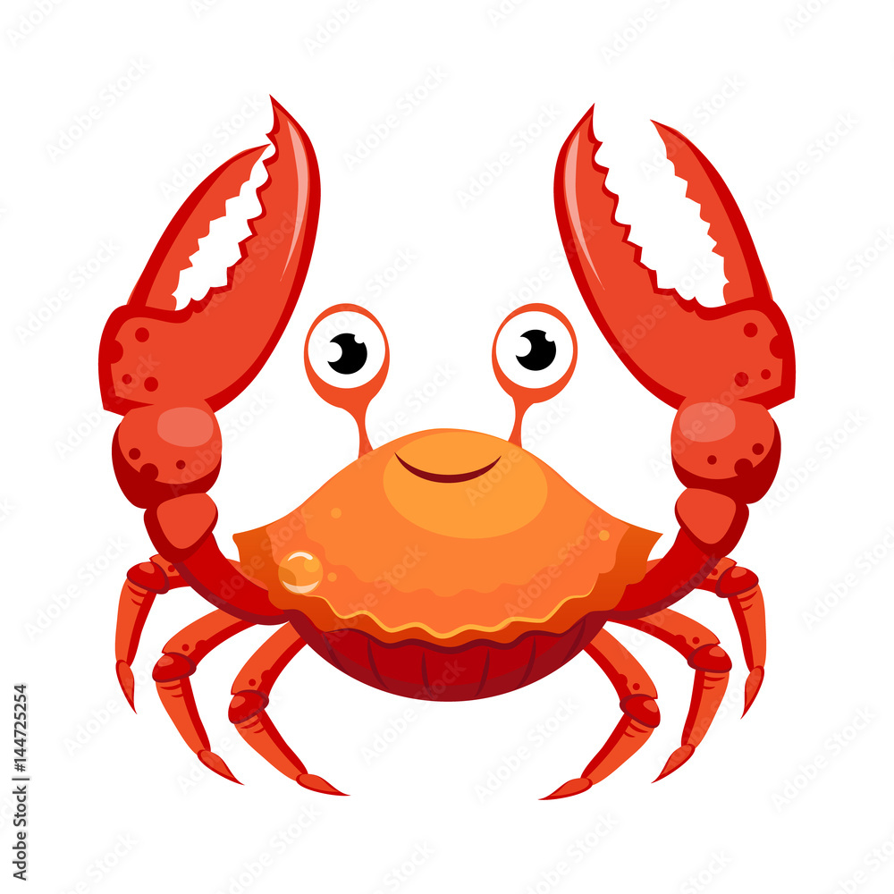Red crab, sea creature. Colorful cartoon character Stock Vector | Adobe ...