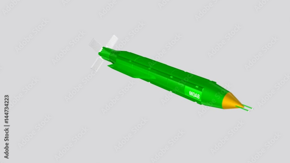 3D animation of Massive Ordnance Air Blast - MOAB - Bomb rotating 360 ...