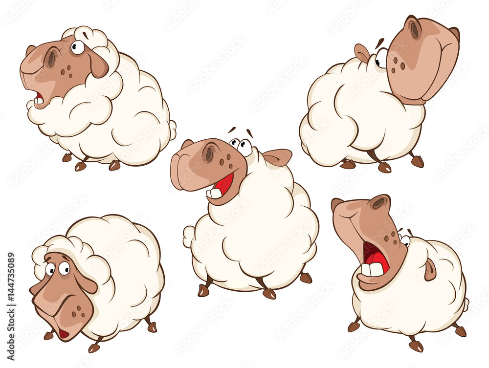 Set of Cartoon Illustration.A Different Sheep for you Design. Cartoon ...