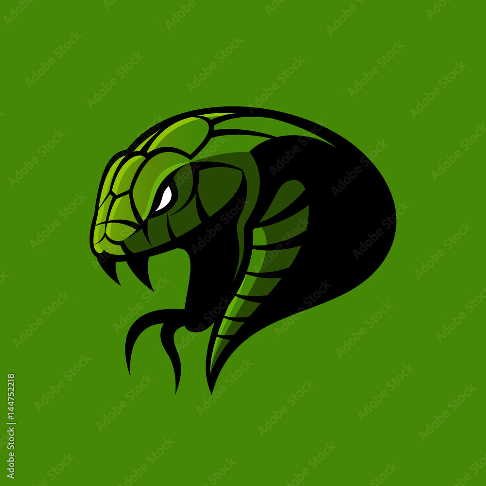 Furious green snake sport vector logo concept isolated on green ...