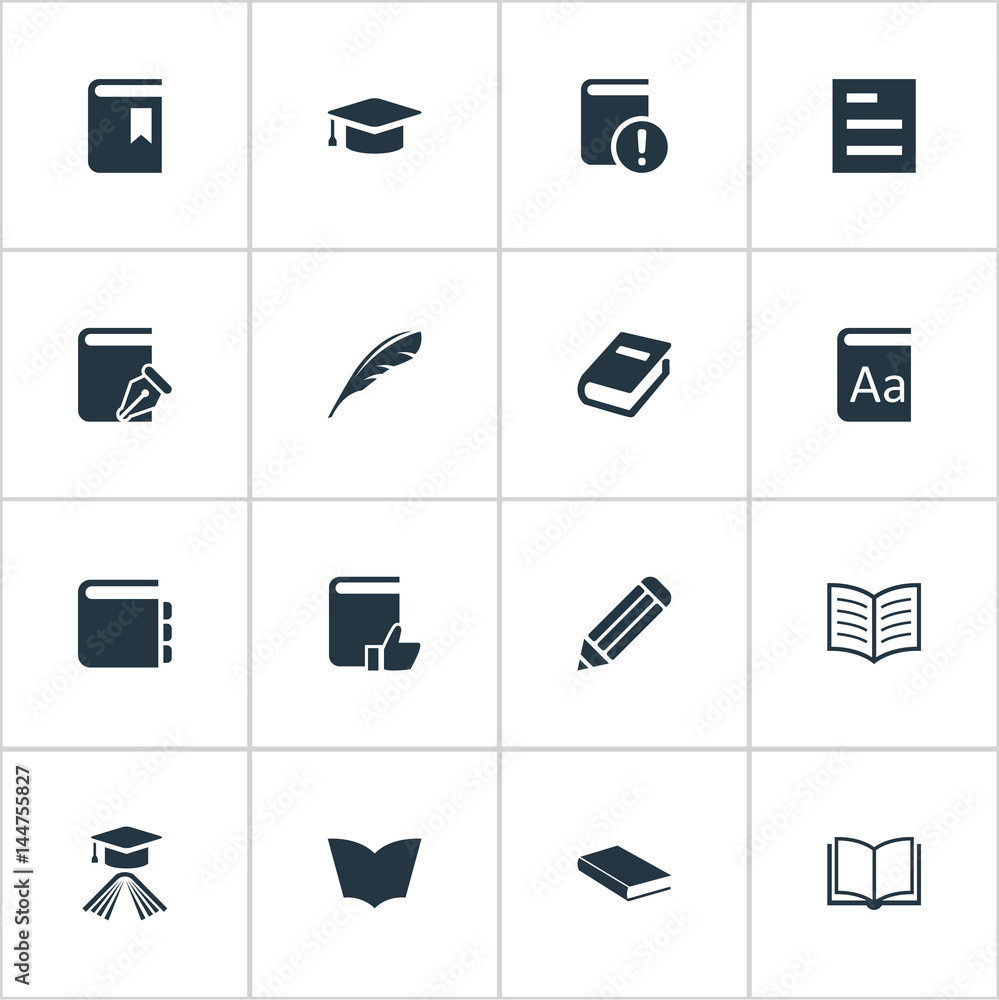 Vector Illustration Set Of Simple Education Icons. Elements Book Cover, Tasklist, Book Page And ...