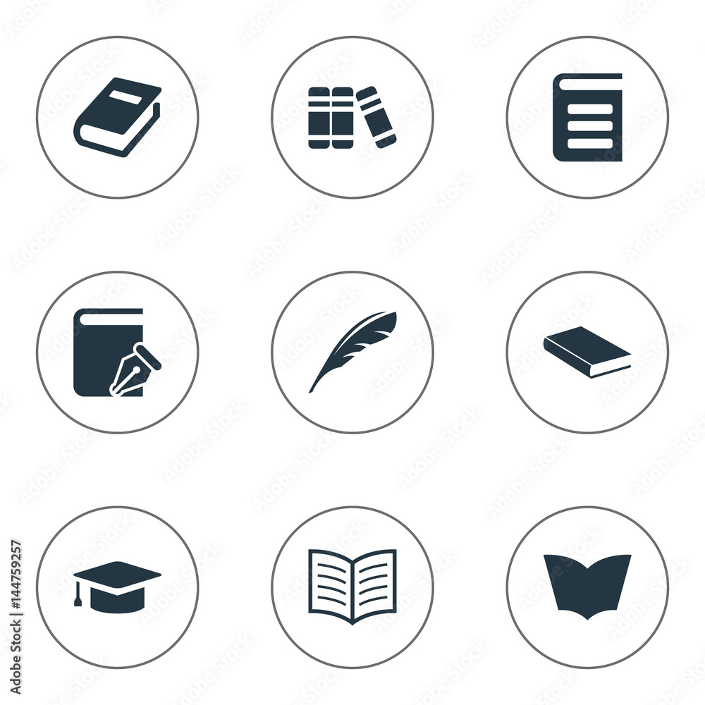 Vector Illustration Set Of Simple Reading Icons. Elements Book Page ...
