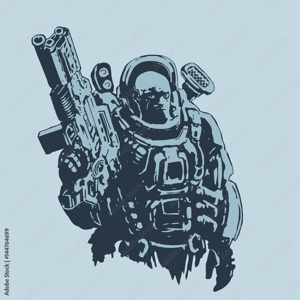 Heavy space marine. Vector illustration. Stock Vector | Adobe Stock