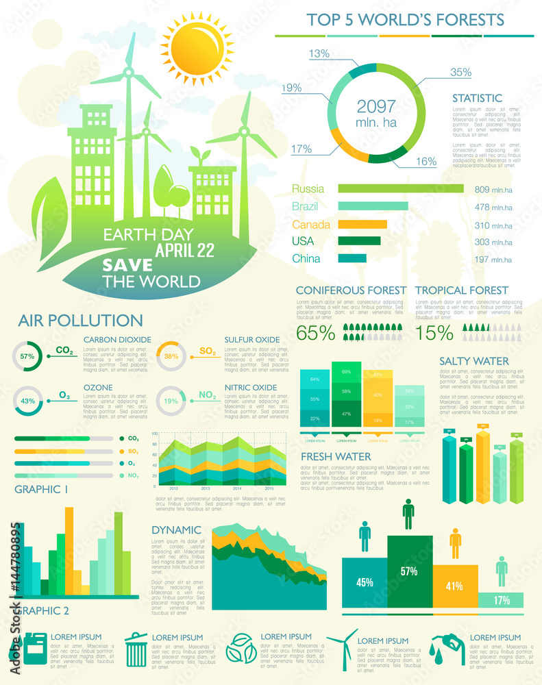 Vector infographics for Earth Day eco environment Stock Vector | Adobe ...