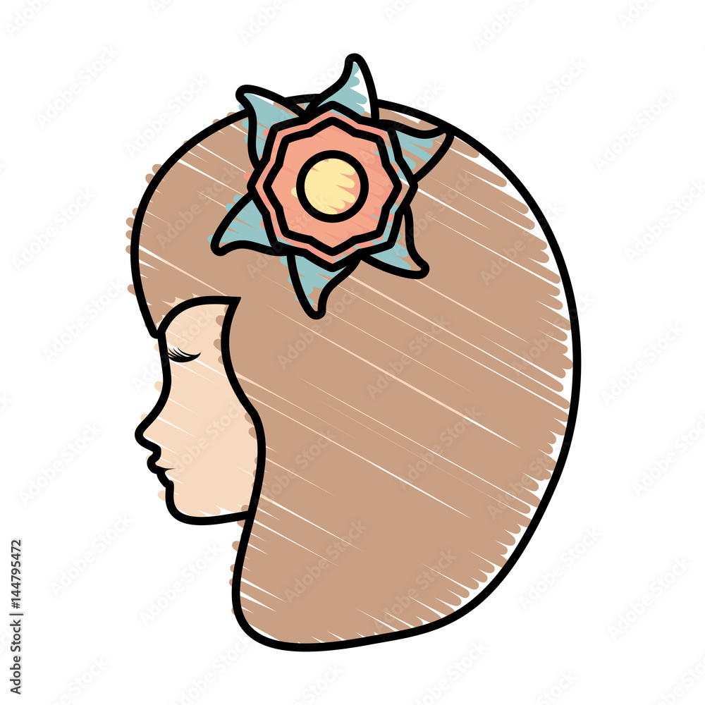 cute profile woman avatar flower vector illustration eps 10 Stock ...