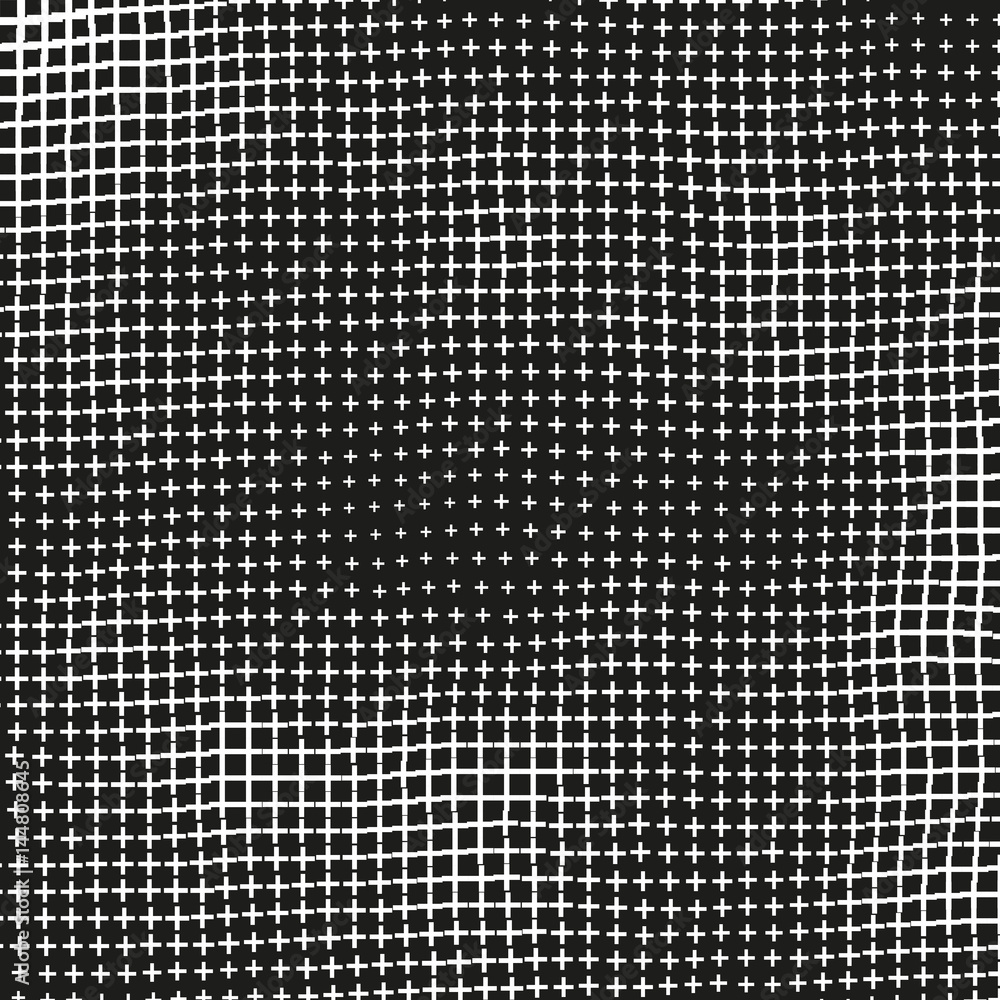 Monochrome vector background with distorted crosses. Black and white ...