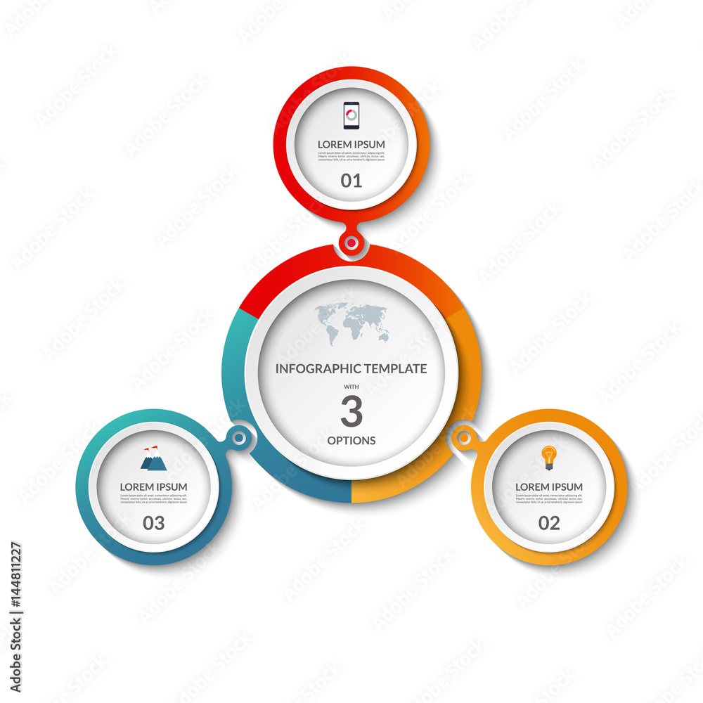 Infographic banner with 3 options. Circle template that can be used as ...