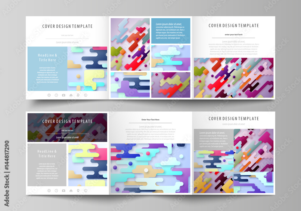 Business templates for tri fold square design brochures. Leaflet cover ...