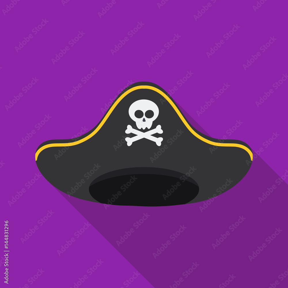 Pirate hat icon in flat style isolated on white background. Hats symbol ...