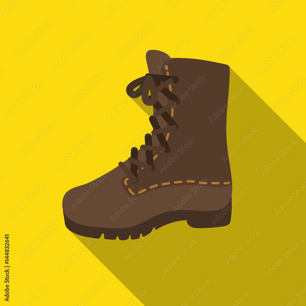 Combat boot icon in flat style isolated on white background. Hunting ...