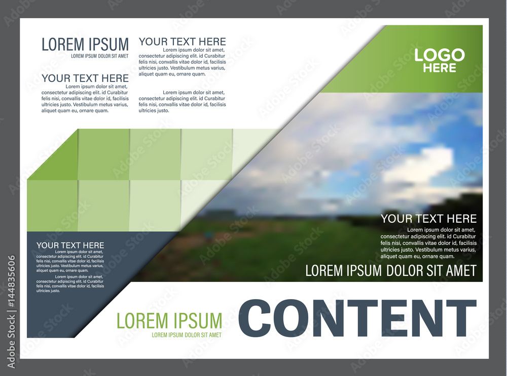 Presentation layout design template. Annual report cover page. greenery ...