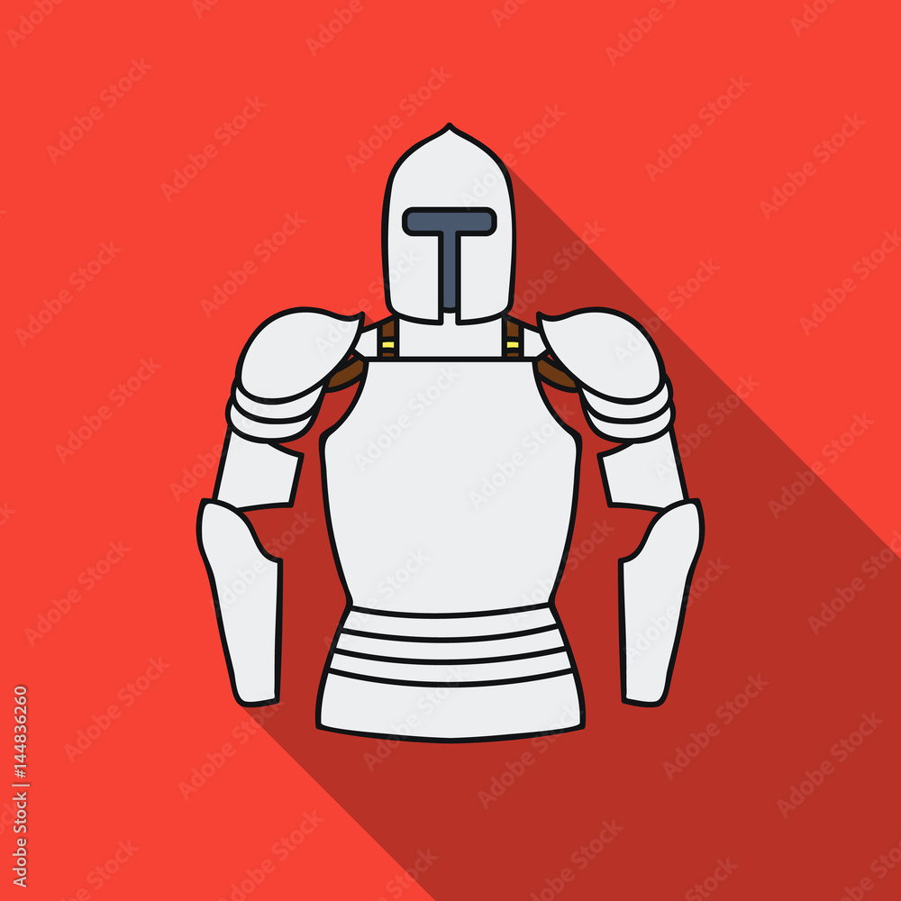 Plate armor icon in flat style isolated on white background. Museum ...