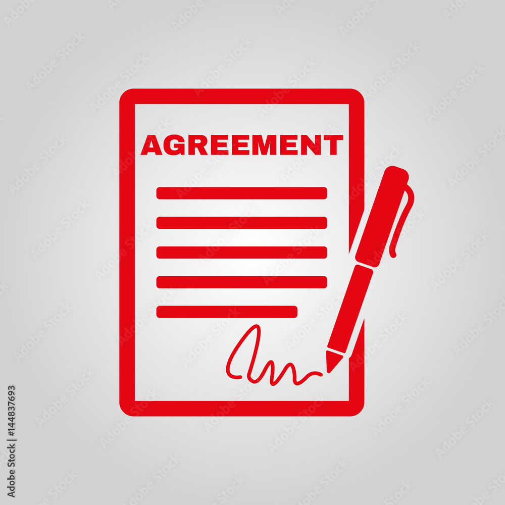 Agreement icon. Contract and signature, pact, accord, convention symbol ...