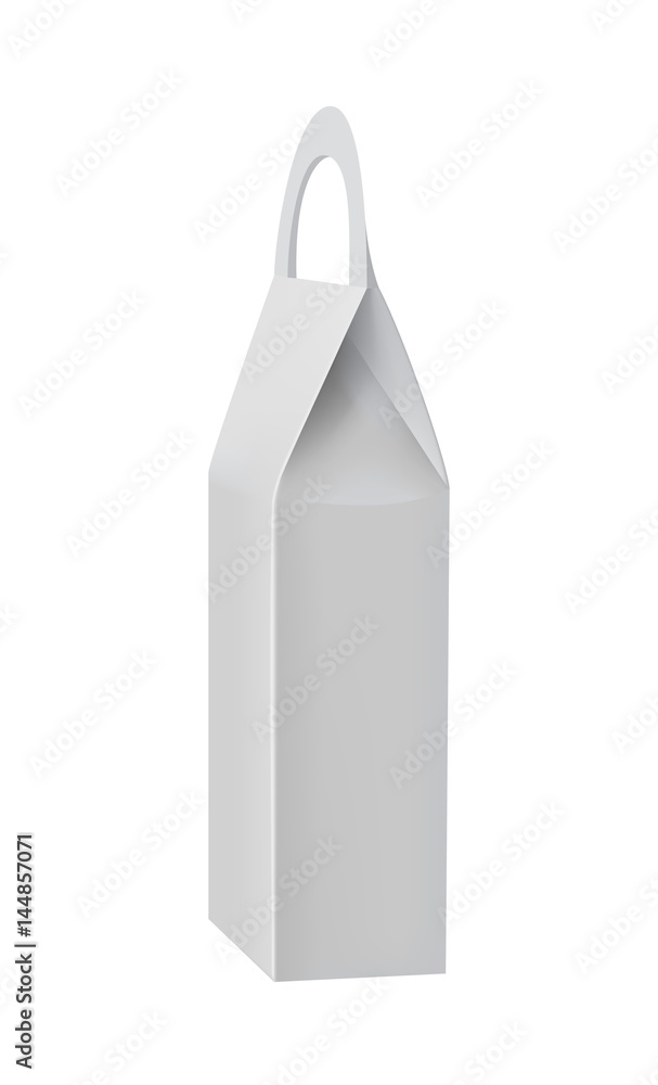 Handle white product package box isolated on white background vector ...