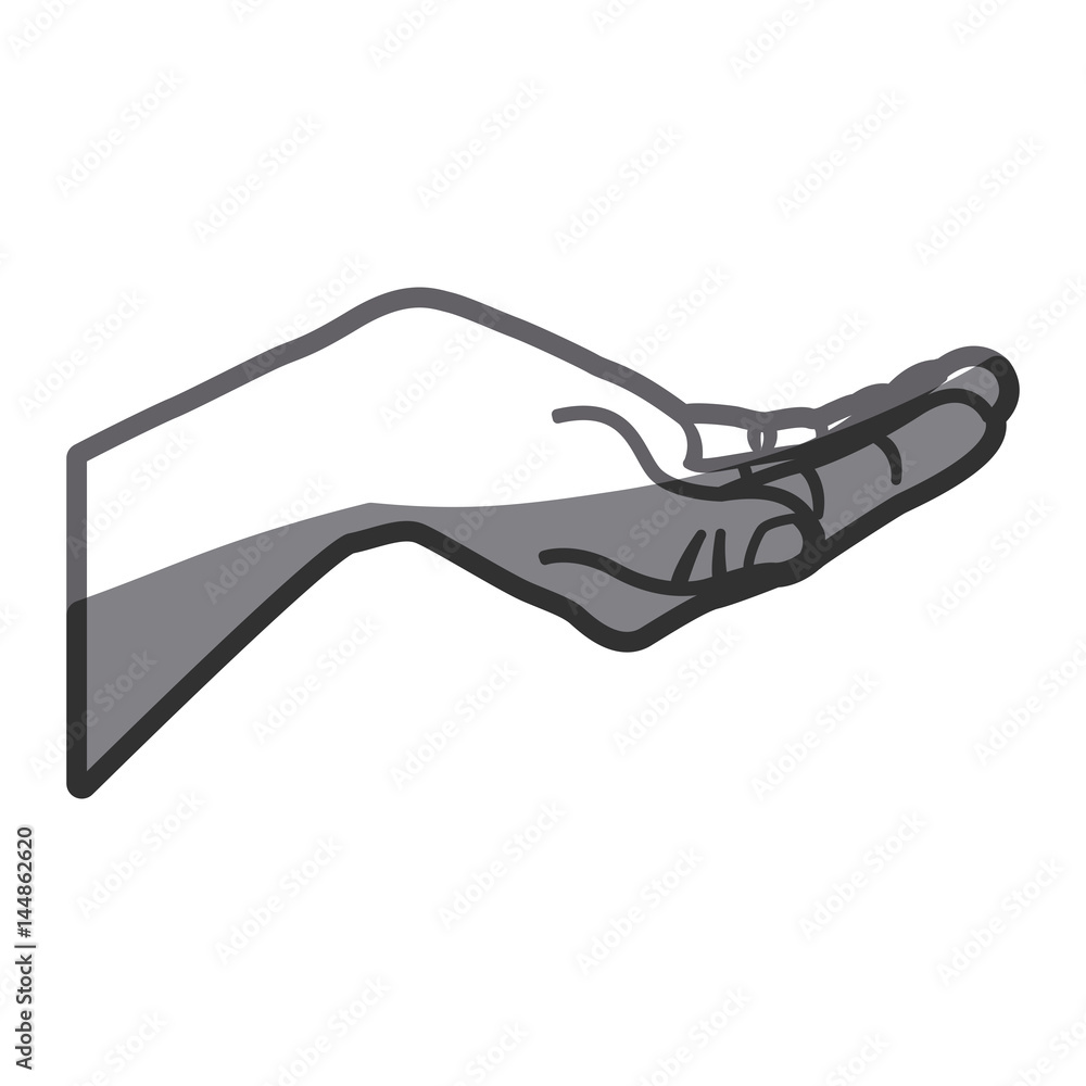 grayscale silhouette of hand extended vector illustration Stock Vector ...