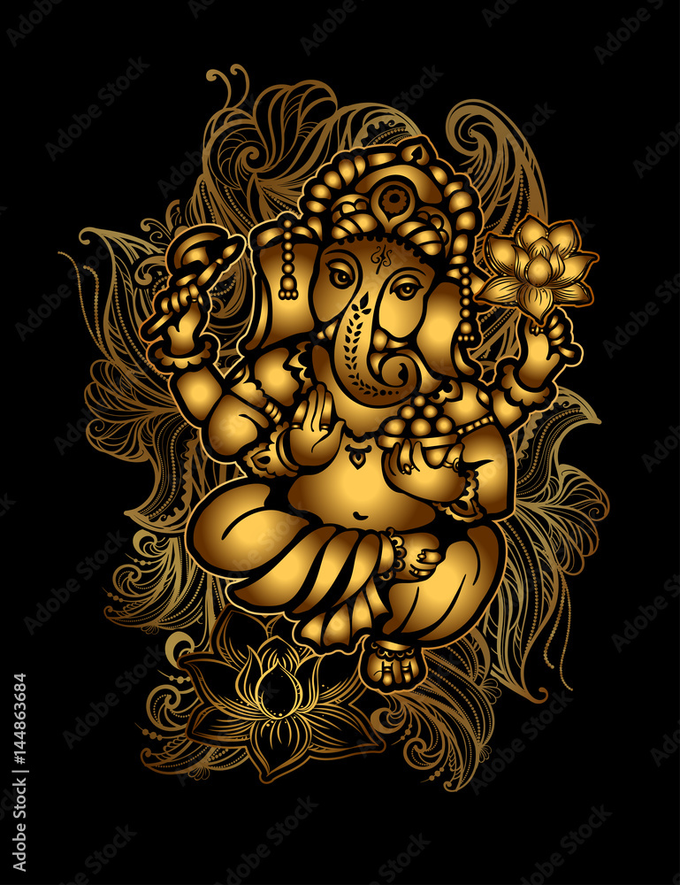 Gold Ganesha 24 Stock Vector | Adobe Stock