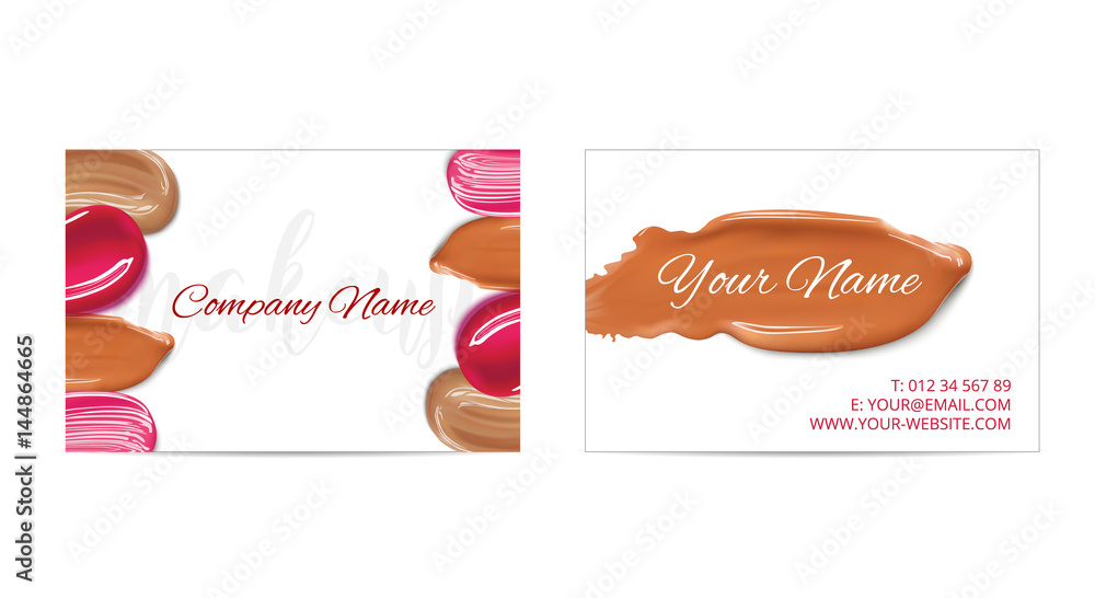 Makeup artist business card. Vector template with cosmetic smears ...