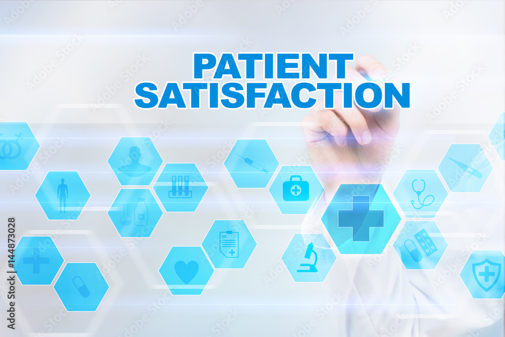 Medical doctor drawing patient satisfaction on the virtual screen ...