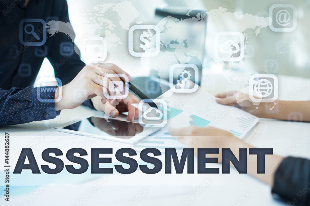 assessment on virtual screen. Business, technology and internet concept ...