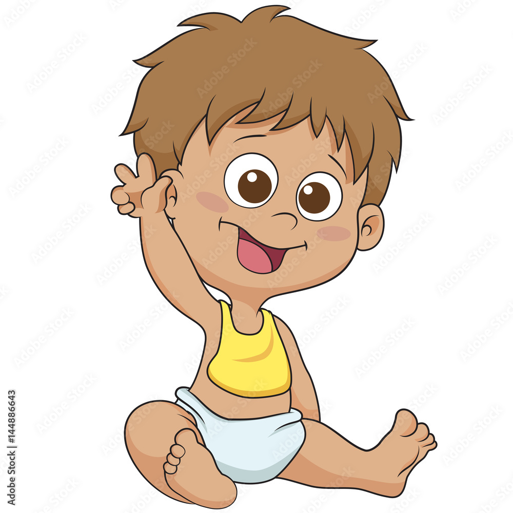 Cute baby say bye bye.vector and illustration. Stock Vector | Adobe Stock