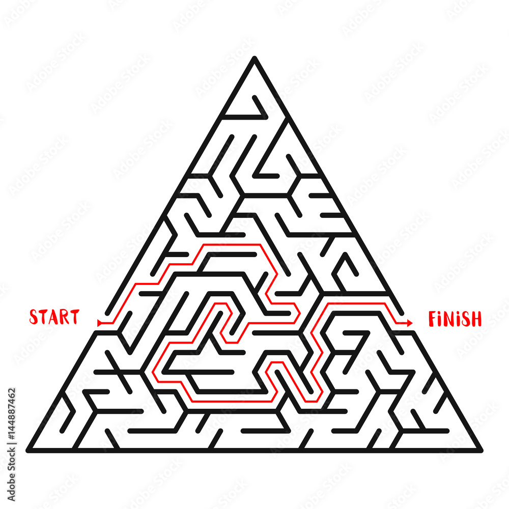 Triangular Maze Game background. Labyrinth with Entry and Exit. Vector Illustration. Stock ...