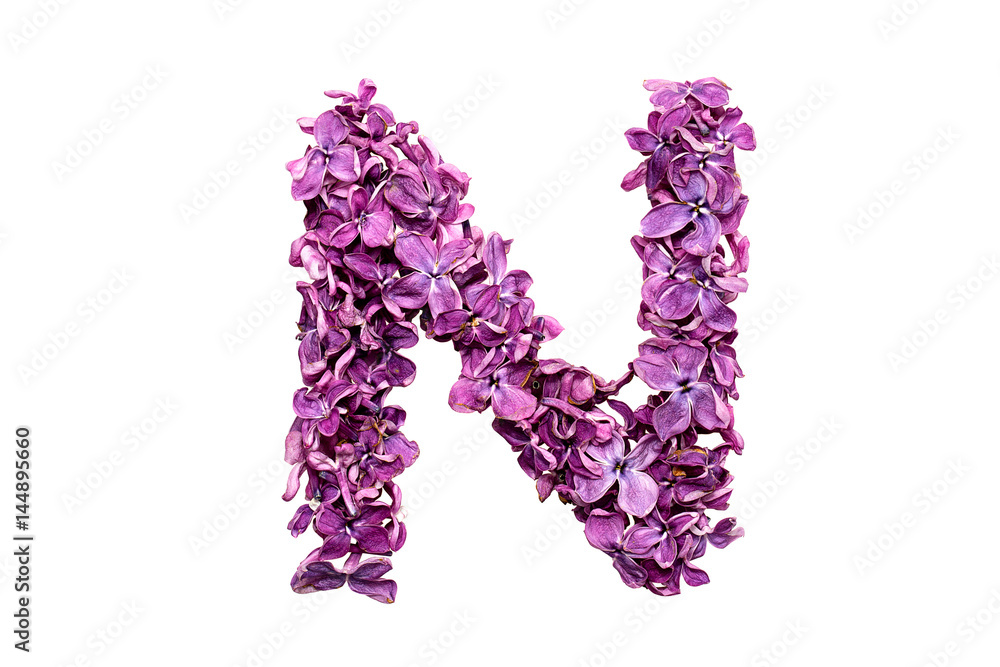 Flower letter lilac or purple color isolated on white background ...