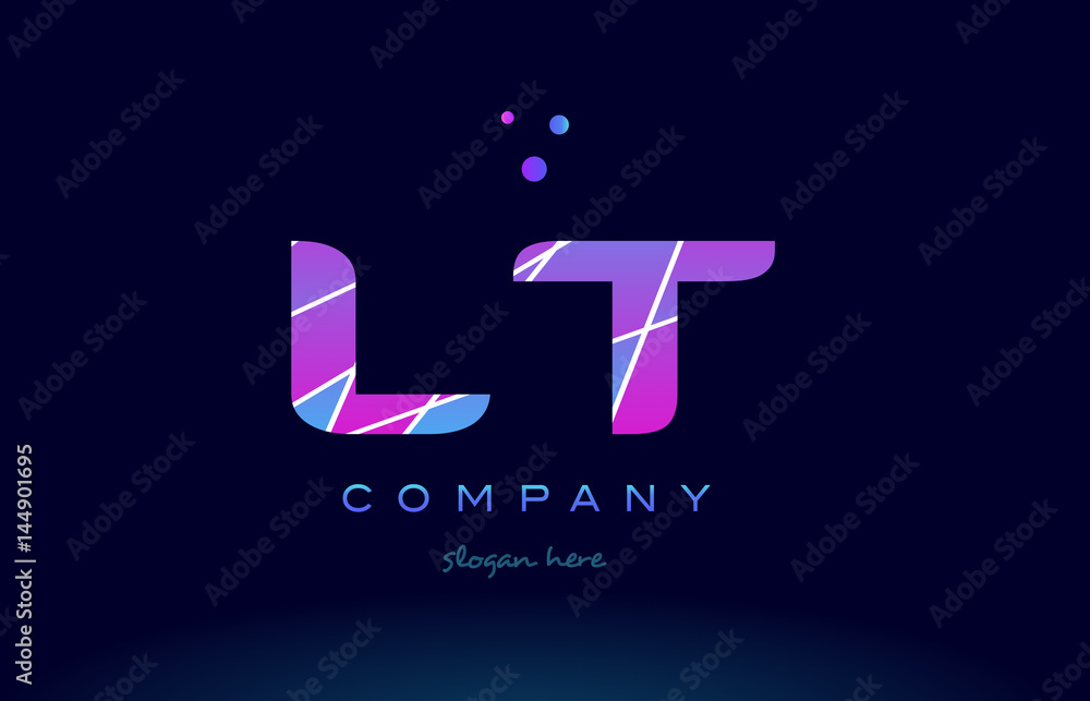 lt l t colored blue pink purple alphabet letter logo icon vector Stock ...