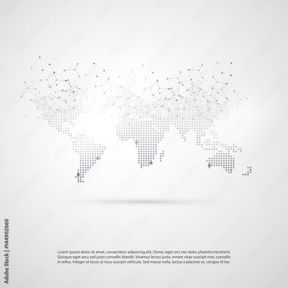 Cloud Computing and Networks with World Map - Abstract Global Digital Network Connections ...