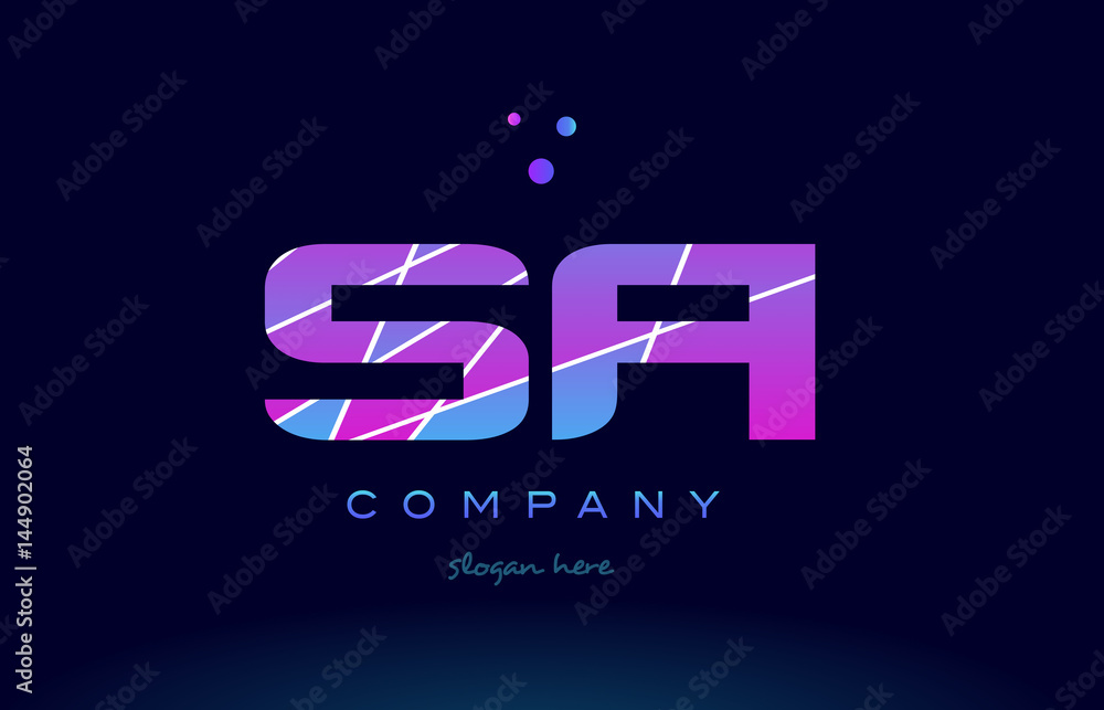 sa s a colored blue pink purple alphabet letter logo icon vector Stock ...