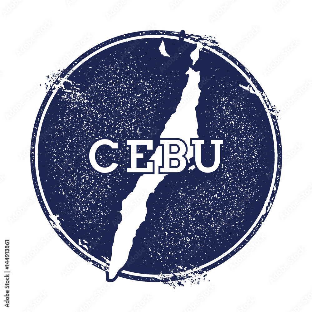 Cebu vector map. Grunge rubber stamp with the name and map of island ...