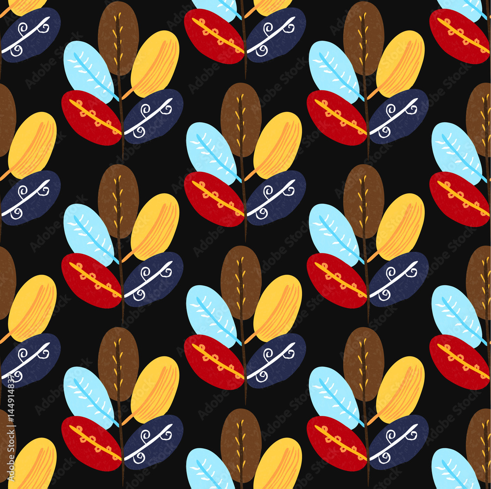 Vetor de Seamless pattern with abstract trees. Colorful creative ...