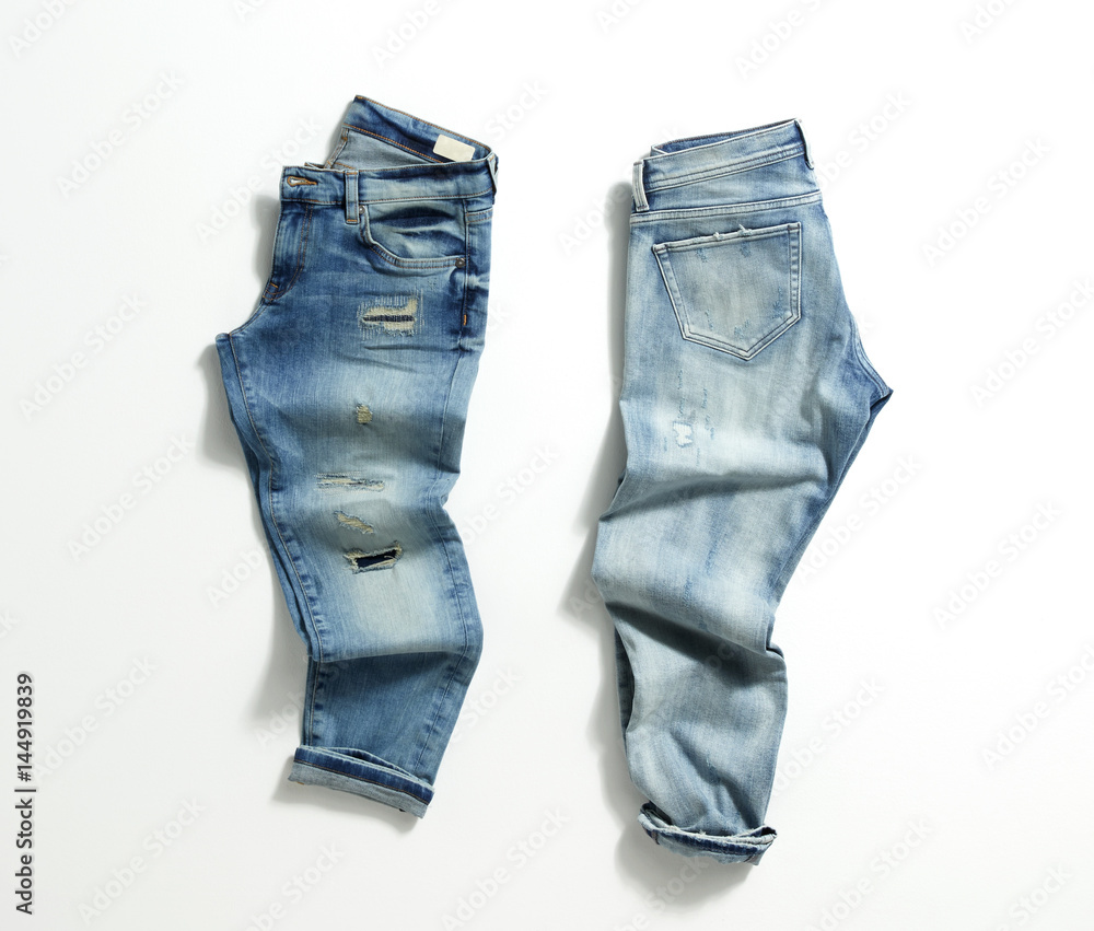Blue Jeans Isolated on White Stock Photo | Adobe Stock
