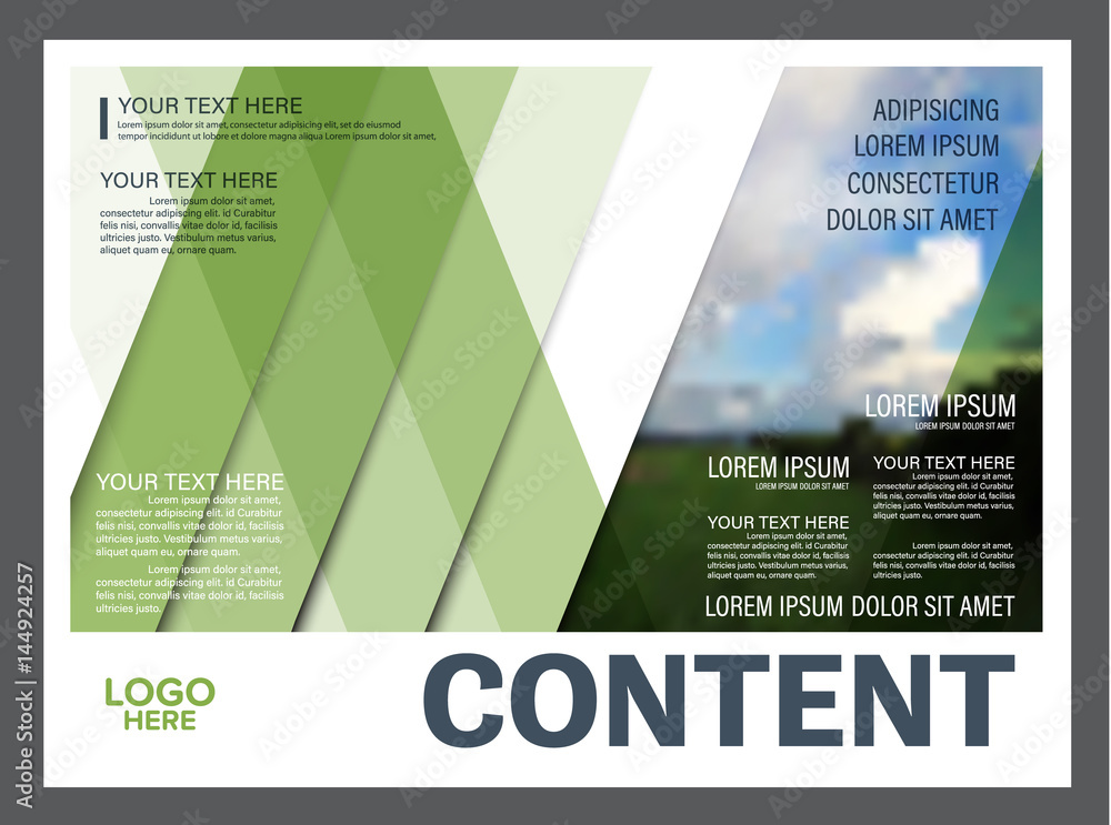 Presentation layout design template. Annual report cover page. greenery ...