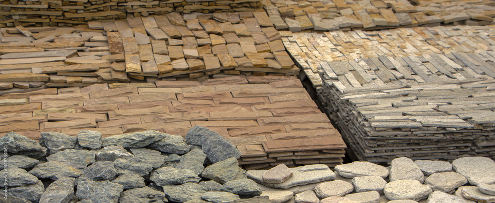 slate on a pallet, natural stone cladding, sandstone Stock Photo ...