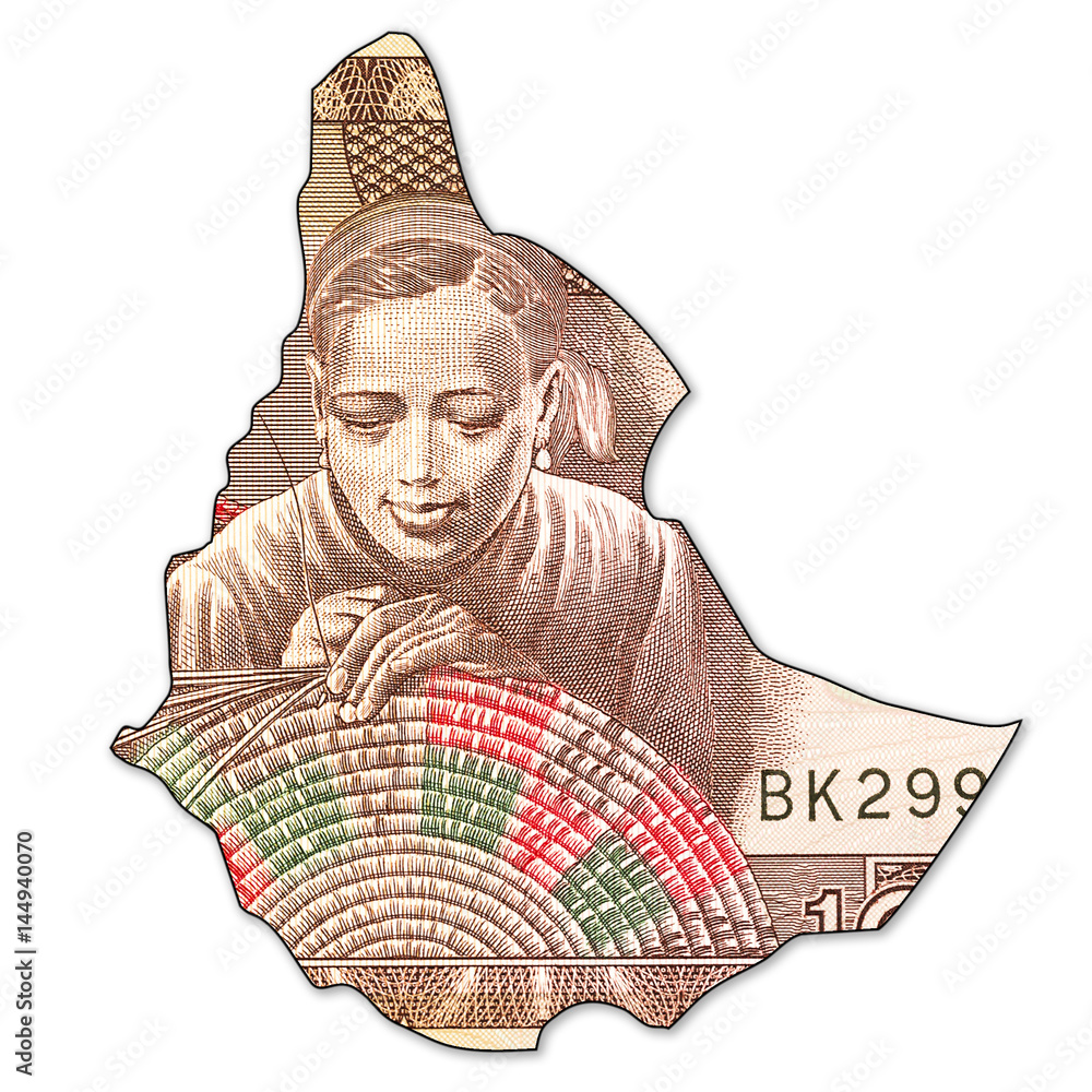 10 ethiopian birr note obverse in shape of ethiopia Stock Photo | Adobe ...